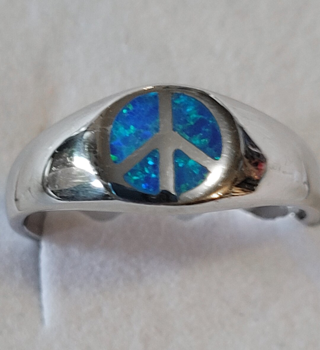 Sterling Silver and Blue Opal Peace Sign Ring New Vintage Wholesale - Etsy