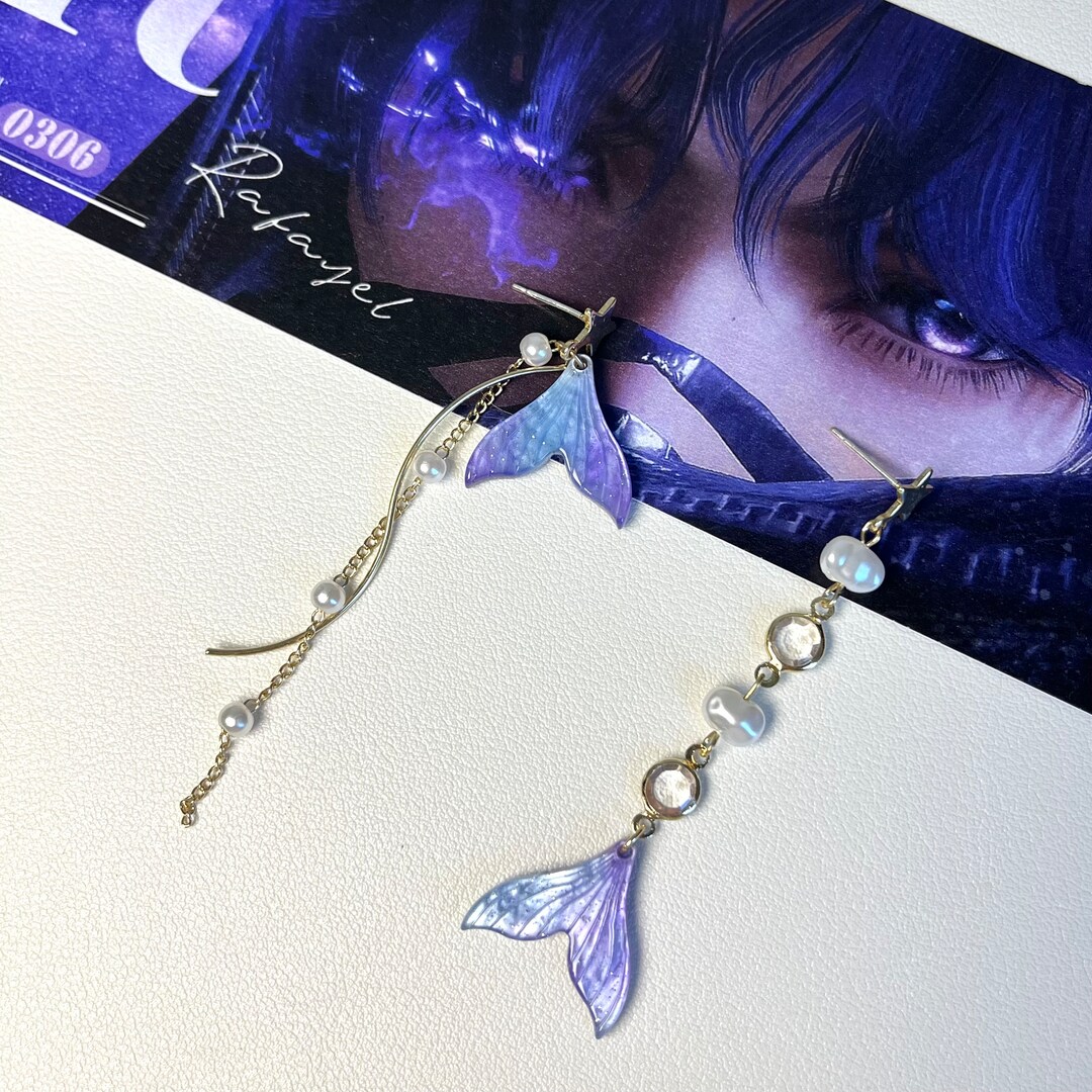 Mermaid Earrings, Mermaid Clip-on Earrings, Rafayel Inspired Mermaid ...