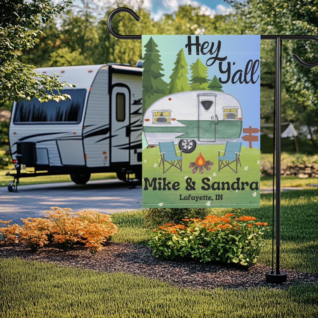 Personalized Camper Flag, Custom Camping Flag, RV Camper Gift, Family ...