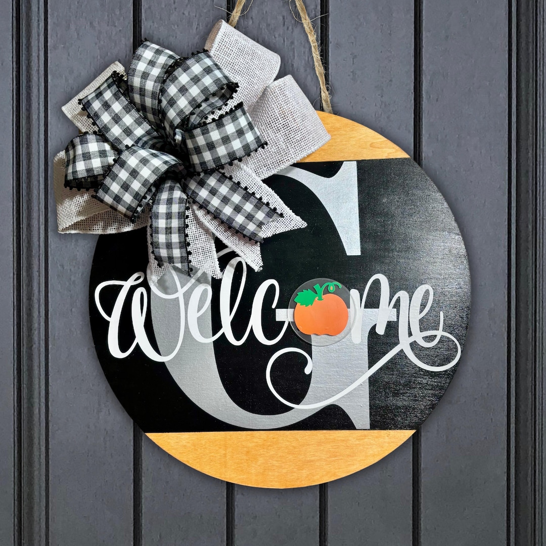 Interchangeable Welcome Sign With Seasonal Ornaments, Rustic Farmhouse ...