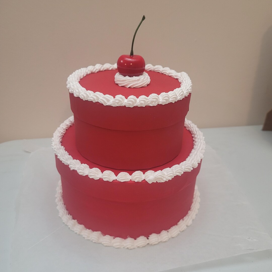 Red Faux Cake Storage Box: Stackable Jewelry & Accessory Organizer - Etsy