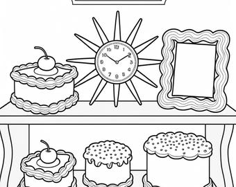 Sweet Dreams Coloring Pages, Printable Dessert Themed Coloring Book, 1 ...