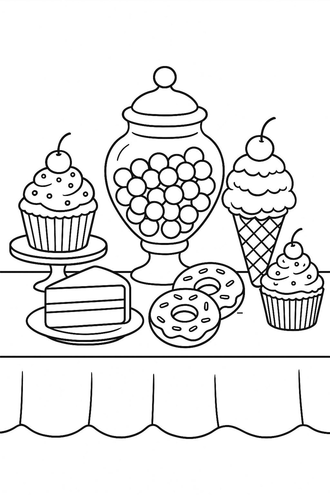Sweets and Treats Coloring Pages, Printable Dessert Themed Coloring ...