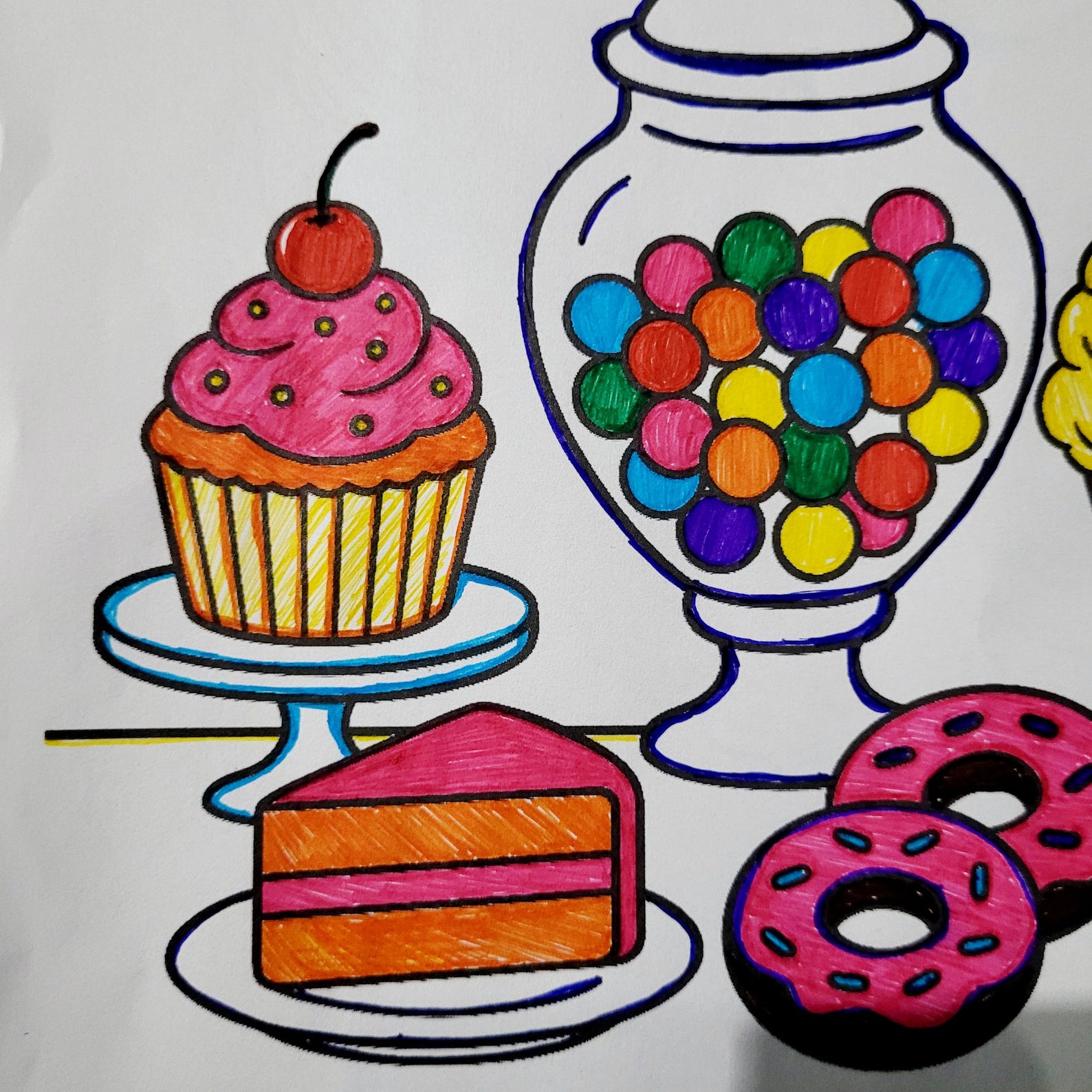 Sweets and Treats Coloring Pages, Printable Dessert Themed Coloring ...