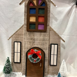 Christmas Church Recycled Wood Handmade Church - Etsy