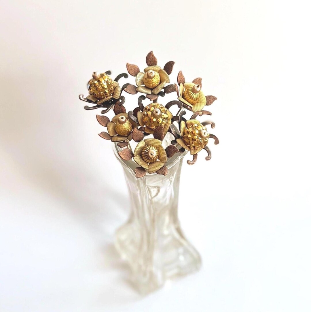 Brass Flowers: Distressed Bronze, Gold, Neutral Tones-7 Stems - Etsy