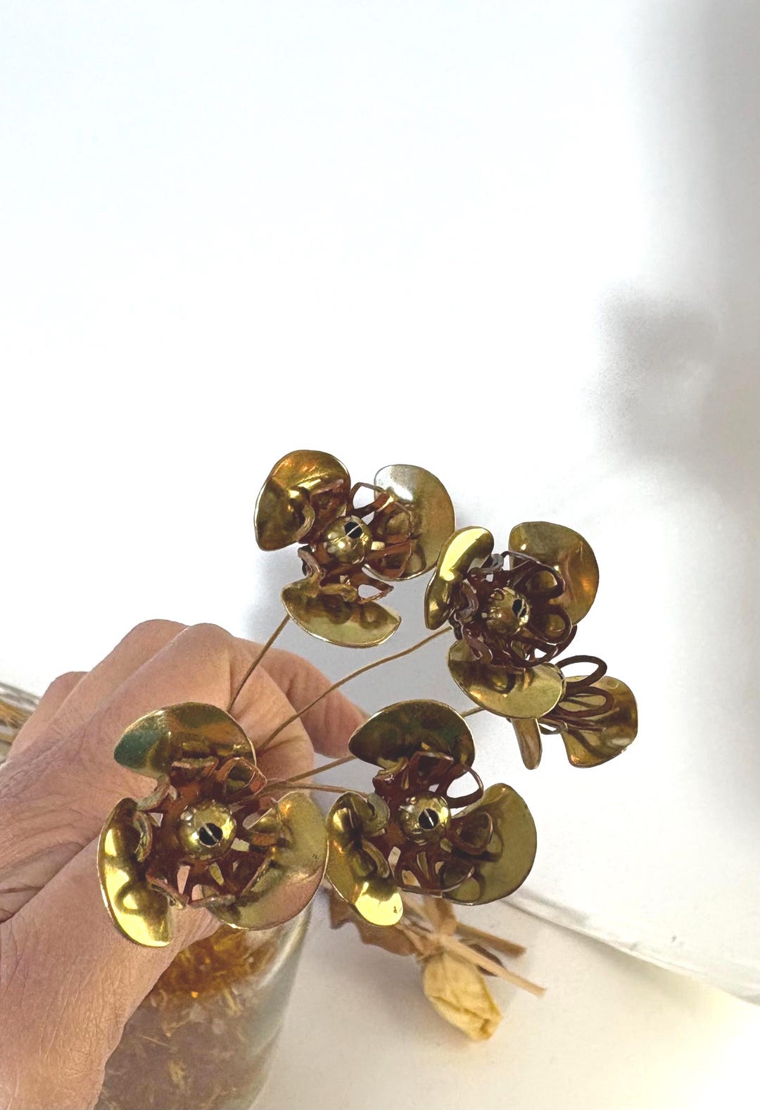 5 Metal Flowers: Hand Assembled Natural Brass Assorted Petals - Etsy