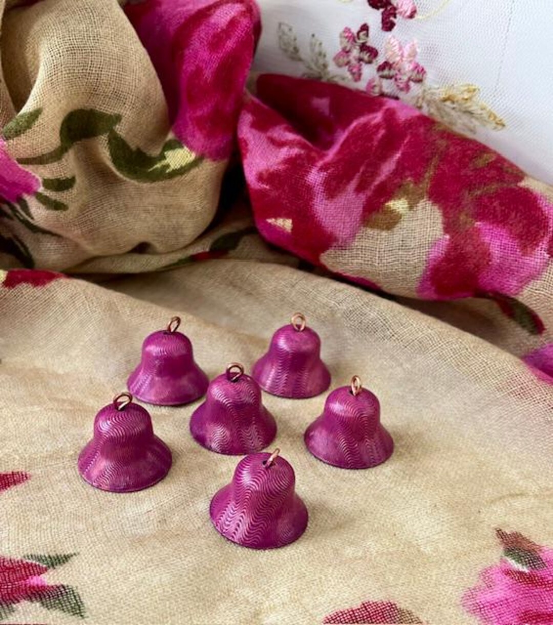 Hot Pink Liberty Bells: Textured Craft Bells With Ringers - Set of 6 - Etsy