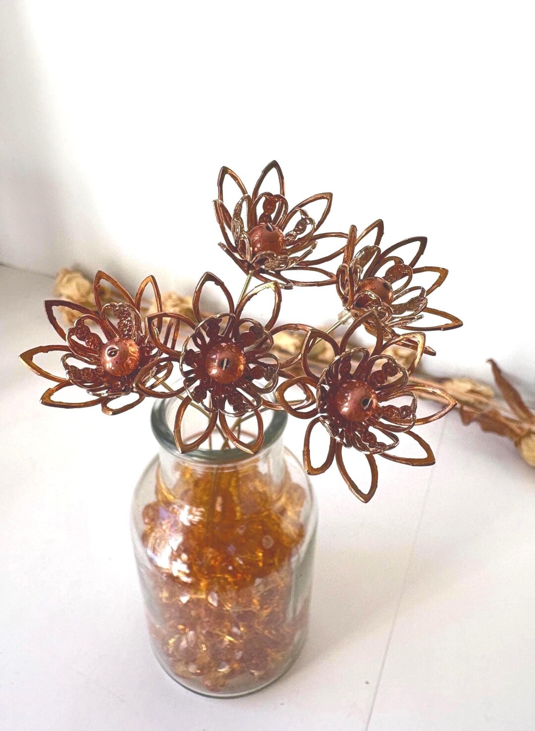 Vintage Metal Flowers: Hand Assembled Natural Brass Assorted Petals-set ...