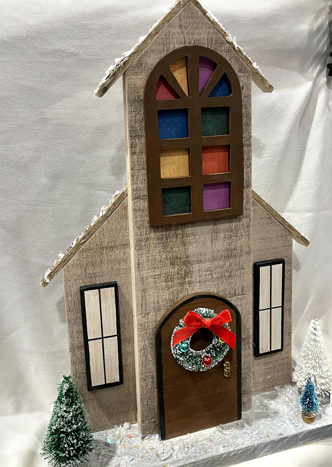 Christmas Church Recycled Wood Handmade Church - Etsy