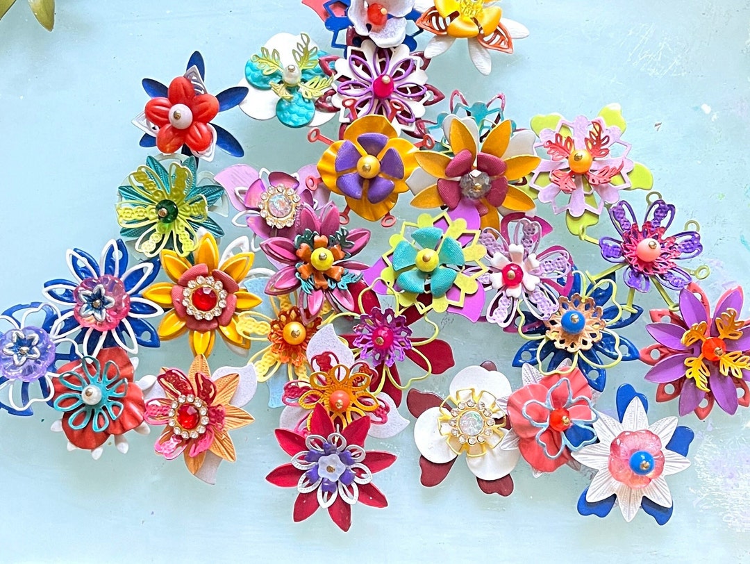 Flowers Metal Handmade in BRIGHT VIBRANT Colors-various Textures and ...
