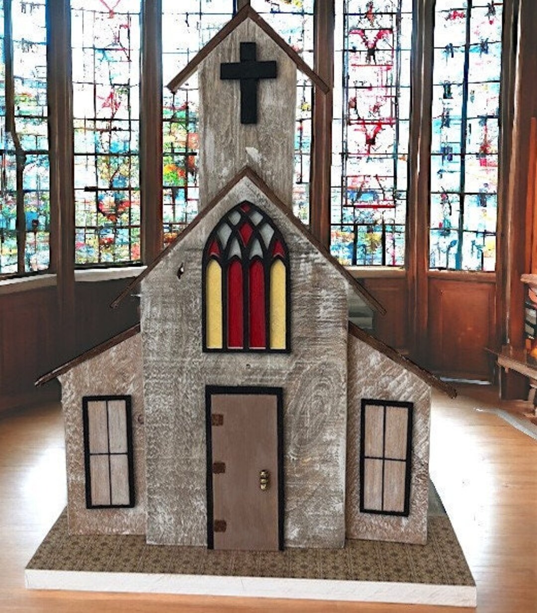 Wooden Pallet Church Recycled Wood Rustic Design Easter Decor - Etsy