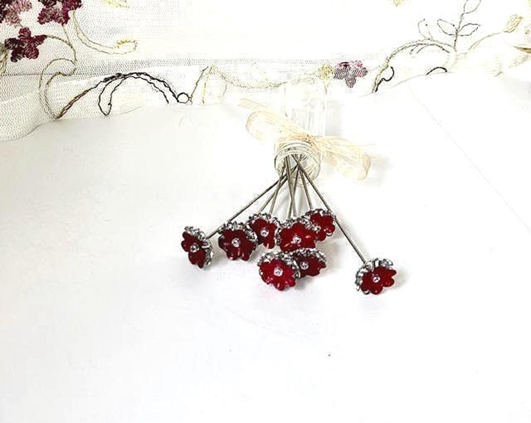 Small Red Flowers: Silver Filigree Artificial Floral Stems, Set of 8 - Etsy