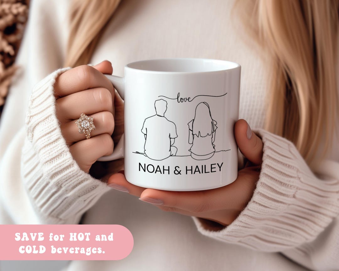 Personalized Couple Mug With Names and Love Design, Romantic Couple Mug ...