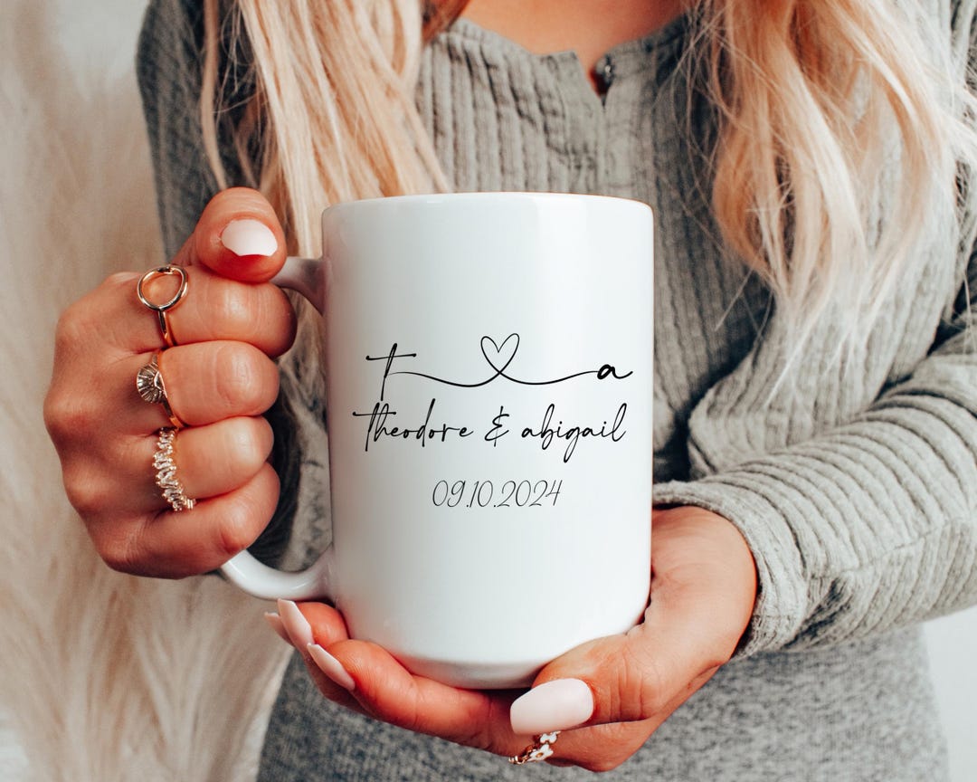 Custom Couple Mugs, Personalized Wedding Mug, New Bride and Groom ...