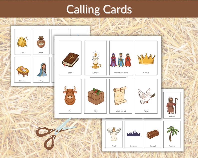 Nativity Bingo Game, 50 Printable Bible Bingo Cards, Sunday School Game ...
