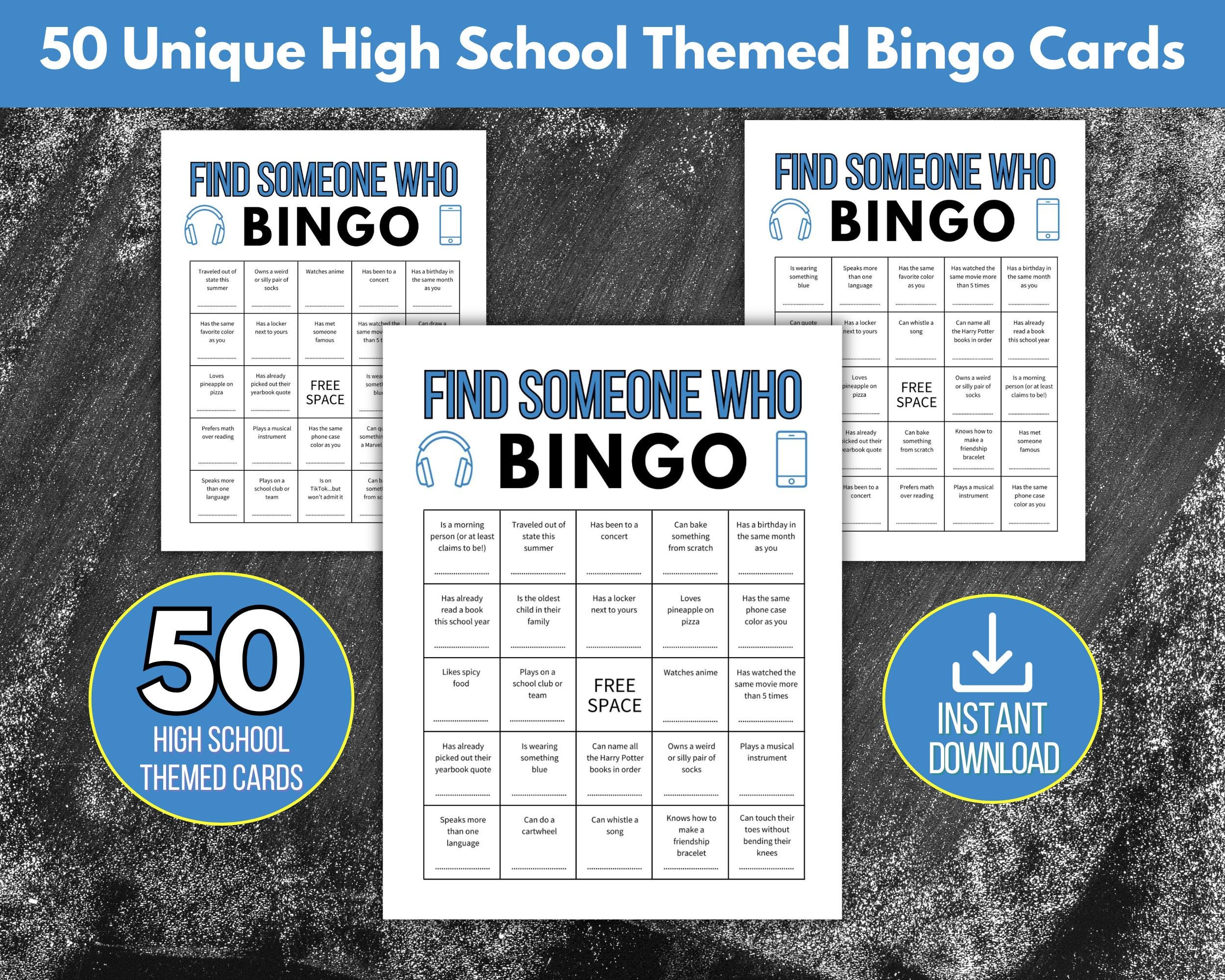 Find Someone Who Bingo, High School Icebreaker Game, Back to School ...