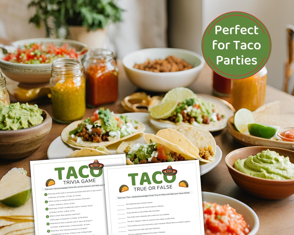 Jeu-questionnaire sur les tacos, quiz imprimable sur les tacos du mardi ...