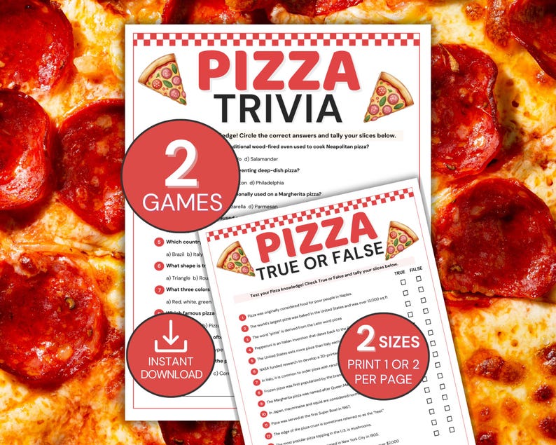 Pizza Trivia Game, Printable Pizza Quiz, Pizza Party Game for Teens ...