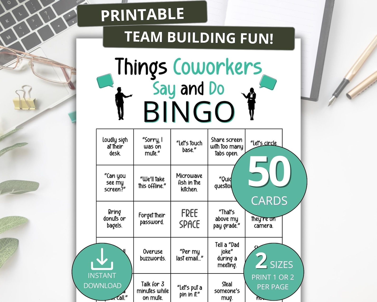 Coworker Bingo Game, 50 Printable Bingo Card Set of Things Coworkers ...