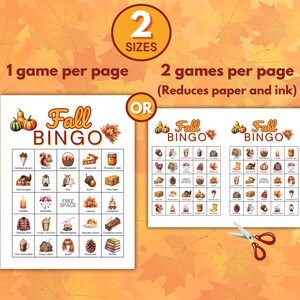 Fall Bingo Game: 50 Printable Bingo Cards, Autumn Party Activity ...