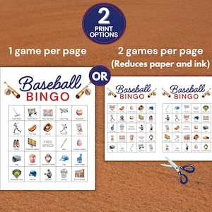Baseball Bingo Game, 50 Printable Baseball Bingo Cards, Baseball Party ...