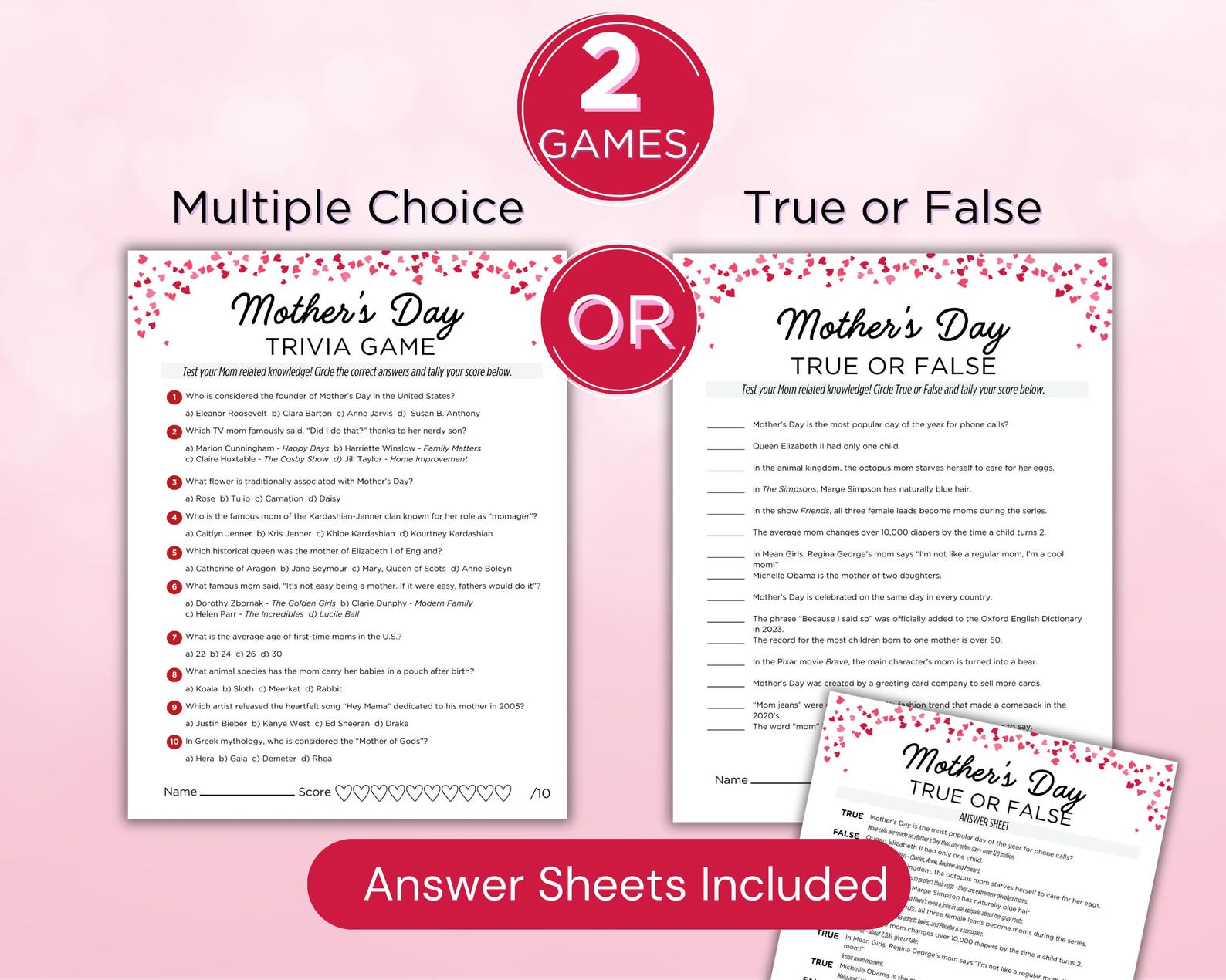 Mother's Day Trivia Game, Printable Mother's Day Quiz, Fun Family ...