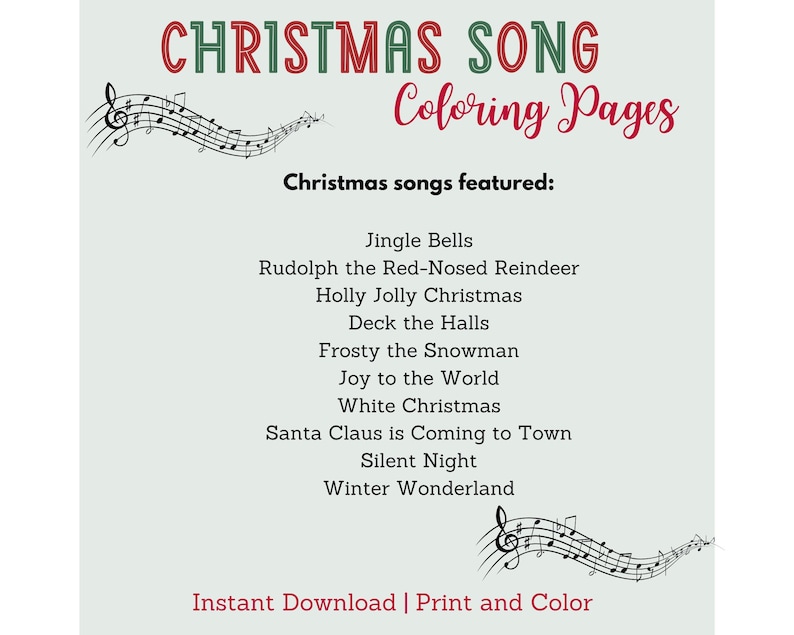 Printable Christmas Coloring Pages Bold and Easy - 10 Christmas Song ...