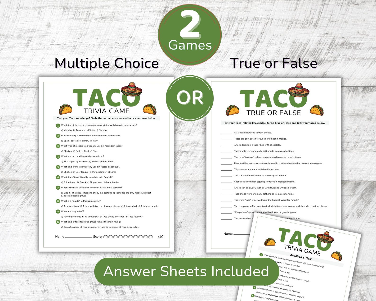 Jeu-questionnaire sur les tacos, quiz imprimable sur les tacos du mardi ...