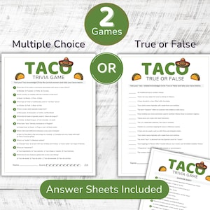 Taco Trivia Game, Printable Taco Tuesday Quiz, Fun Taco Party Game ...
