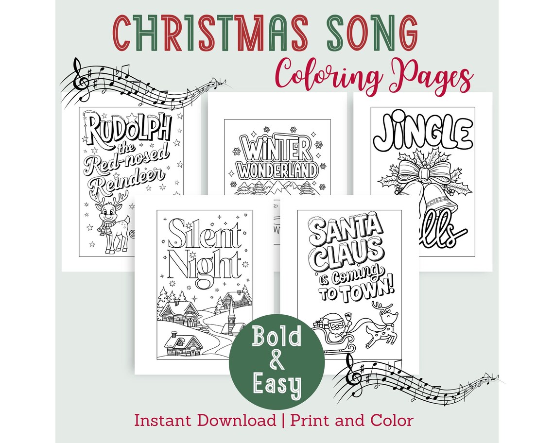 Printable Christmas Coloring Pages Bold and Easy - 10 Christmas Song ...