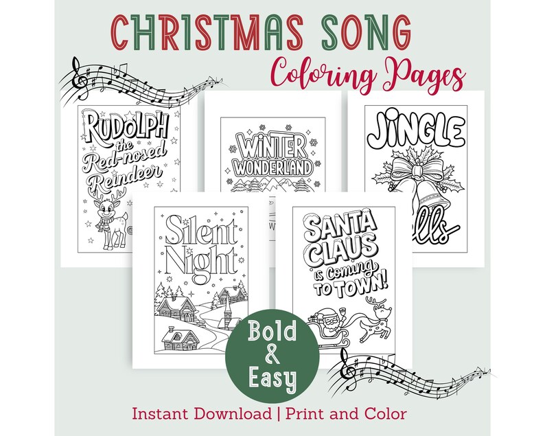 Printable Christmas Coloring Pages Bold and Easy - 10 Christmas Song ...