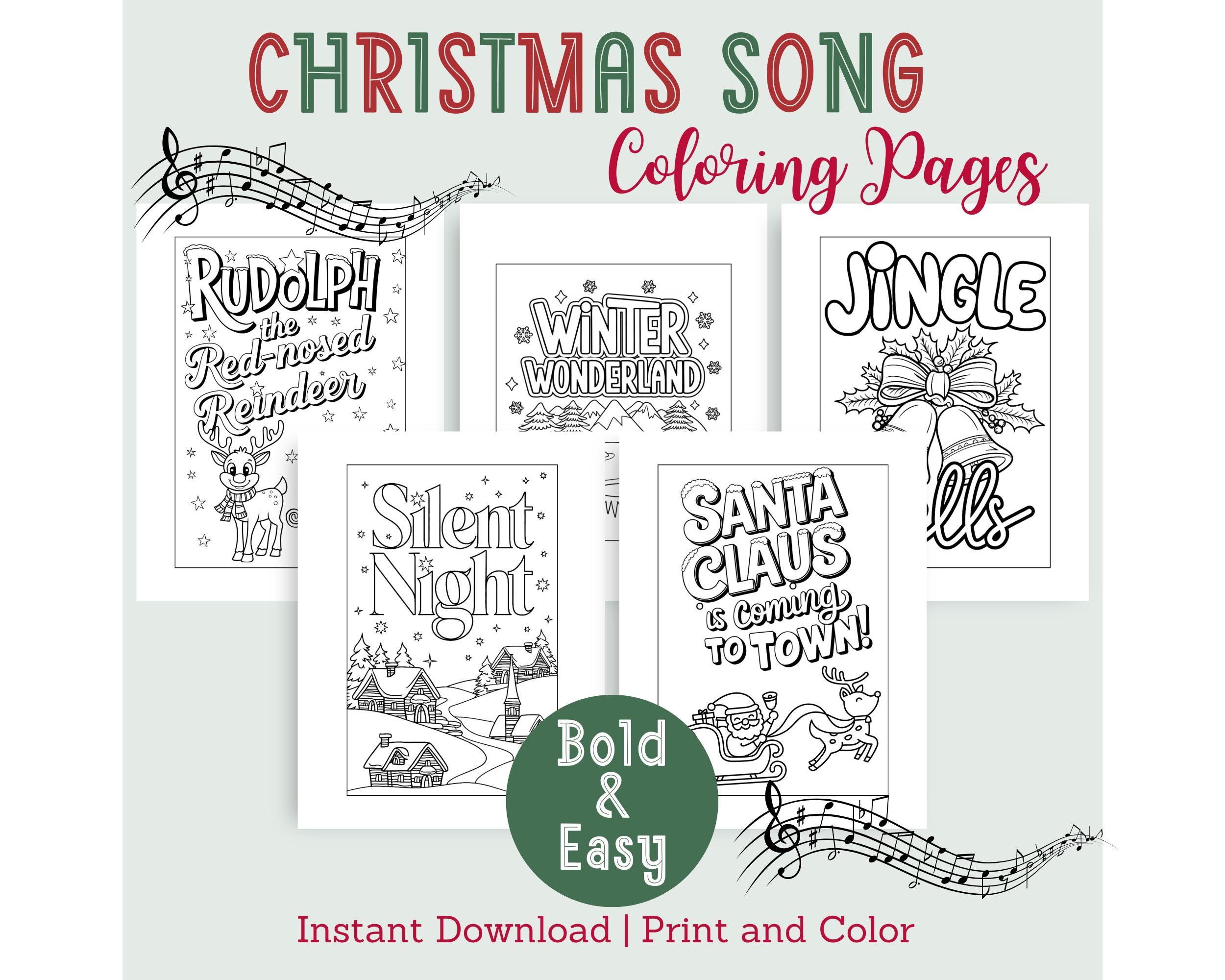Printable Christmas Coloring Pages Bold and Easy - 10 Christmas Song ...