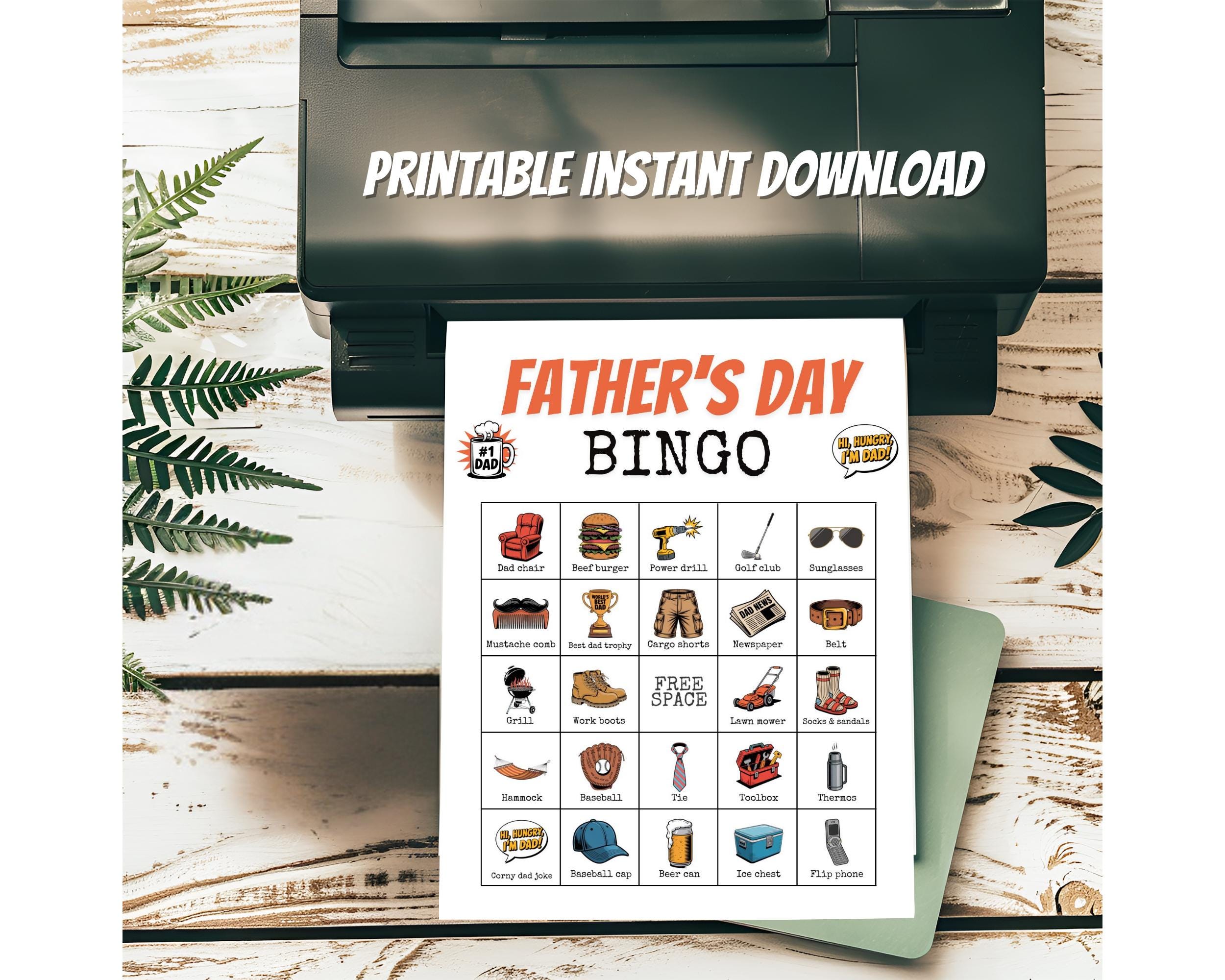 Father's Day Bingo Game, 50 Printable Bingo Cards, Dad Bingo Game, Dad ...