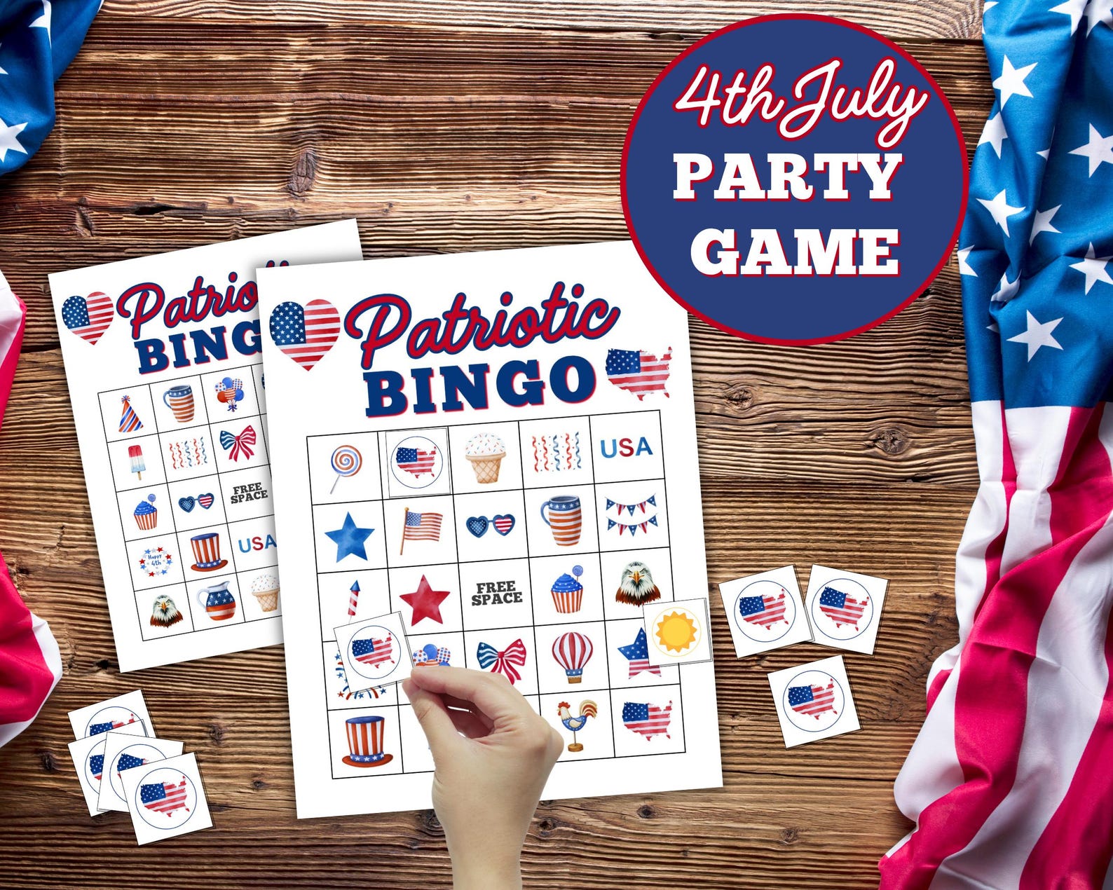 Patriotic Bingo, 50 Printable Patriotic Bingo Cards, 4th of July Bingo ...