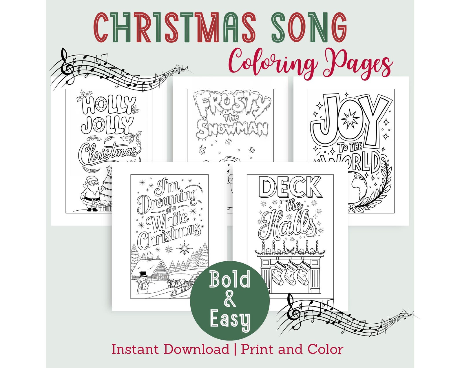 Printable Christmas Coloring Pages Bold and Easy - 10 Christmas Song ...