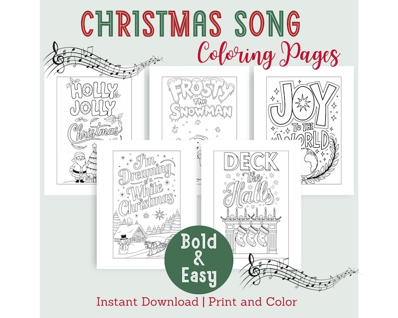 Printable Christmas Coloring Pages Bold and Easy - 10 Christmas Song ...