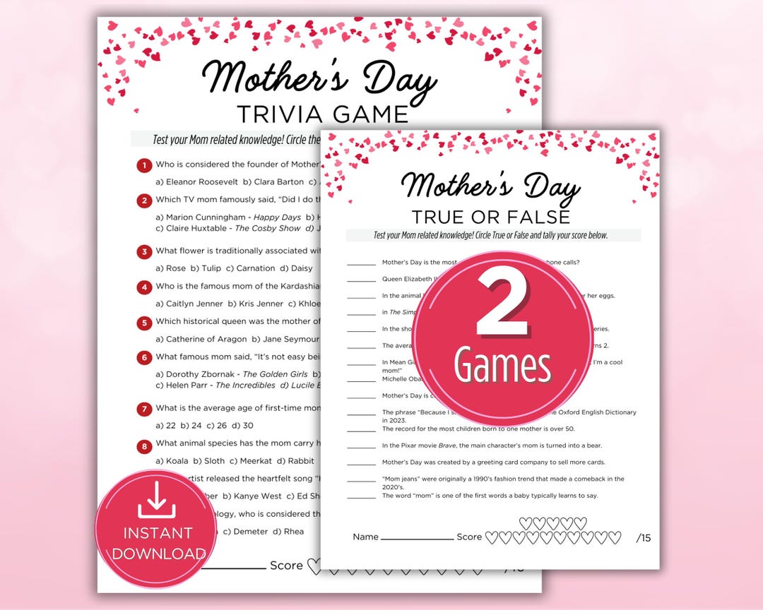 Mother's Day Trivia Game, Printable Mother's Day Quiz, Fun Family ...
