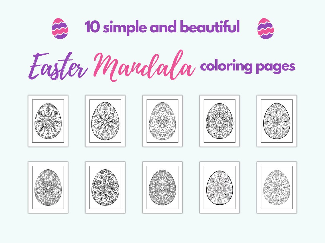 Easter Mandala Coloring Pages, Printable Easter Egg Mandalas for Adults ...