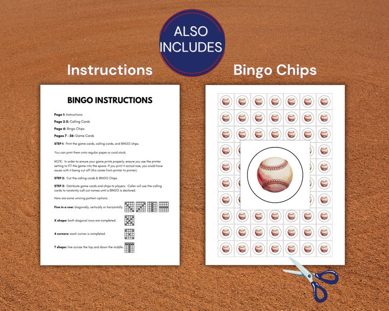 Baseball Bingo Game, 50 Printable Baseball Bingo Cards, Baseball Party ...