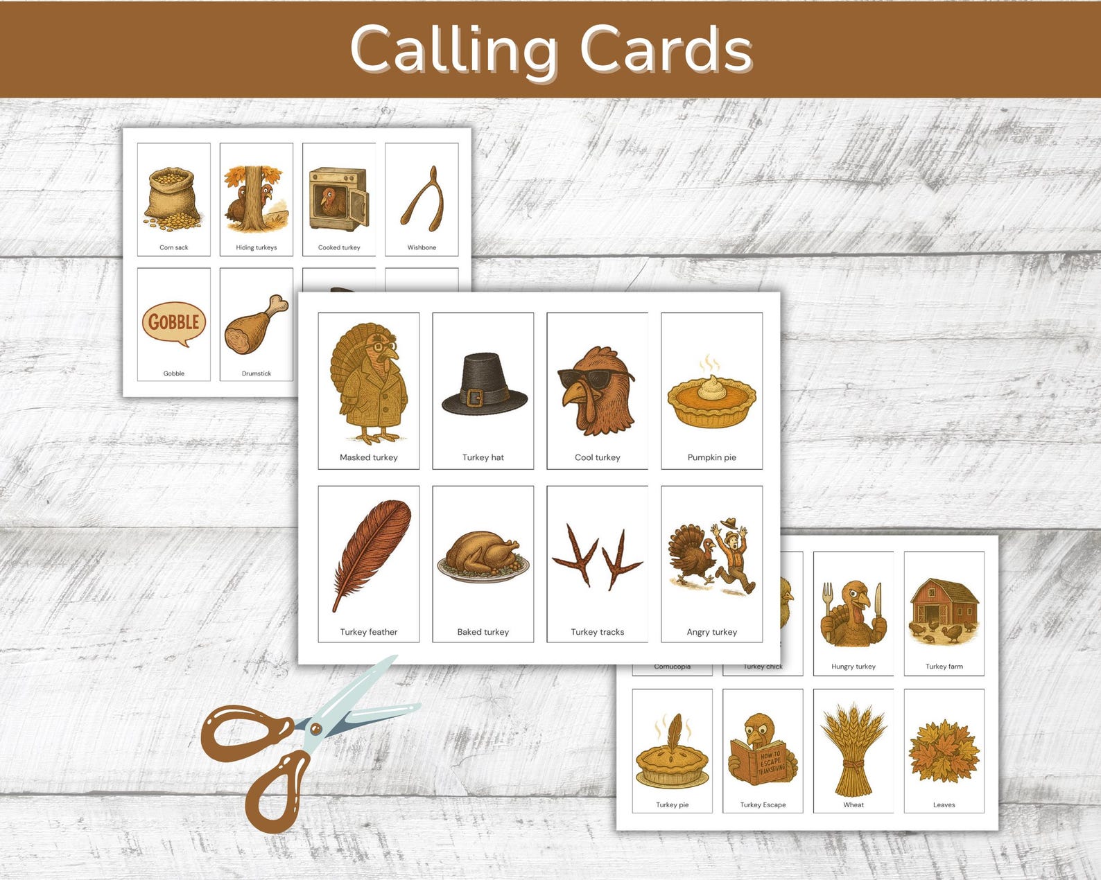 Turkey Bingo Game, 50 Printable Turkey Bingo Cards, Thanksgiving Bingo ...