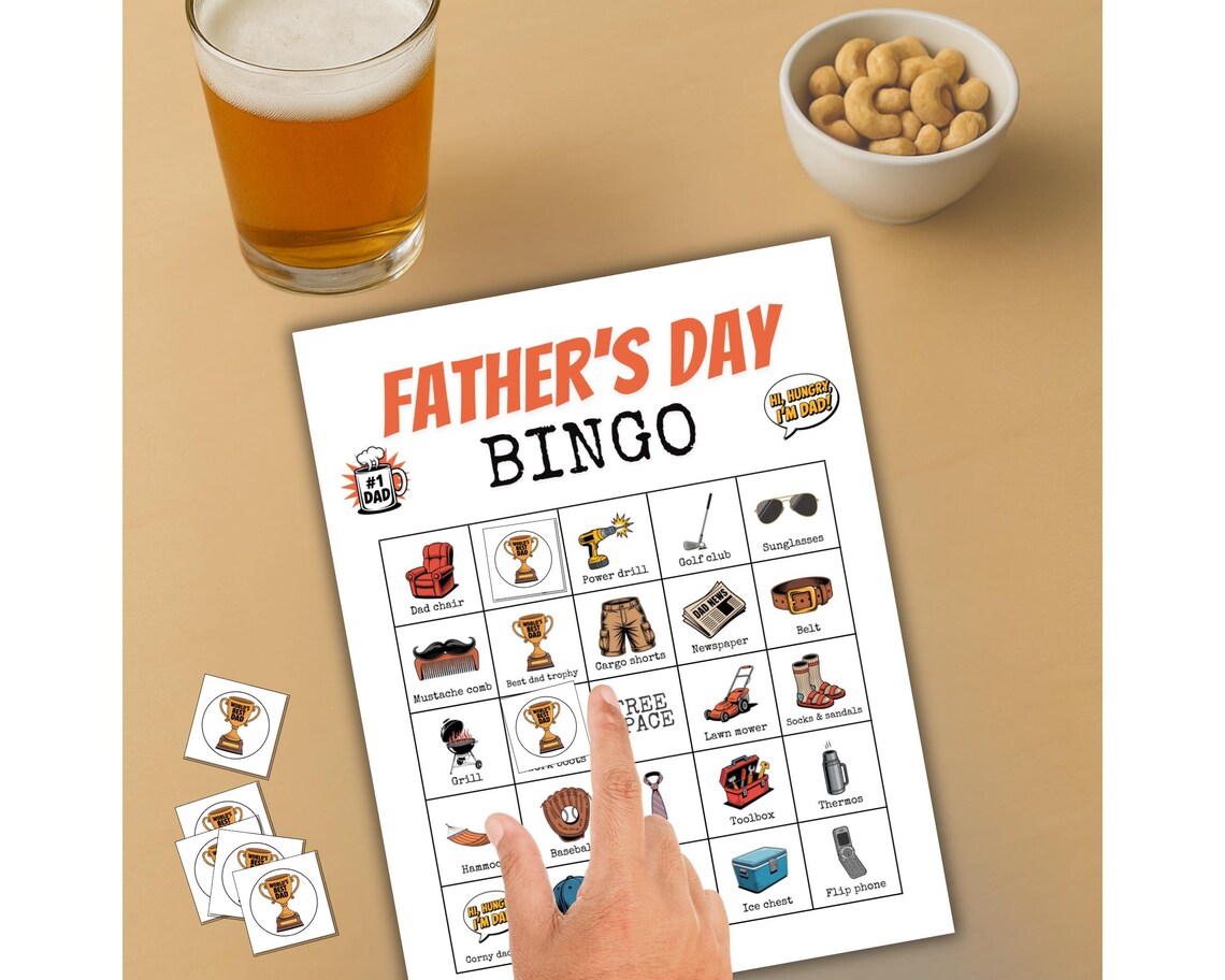 Father's Day Bingo Game, 50 Printable Bingo Cards, Dad Bingo Game, Dad ...