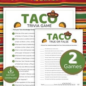 Taco Trivia Game, Printable Taco Tuesday Quiz, Fun Taco Party Game ...