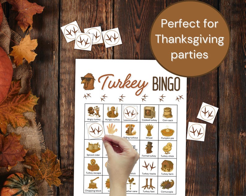 Turkey Bingo Game, 50 Printable Turkey Bingo Cards, Thanksgiving Bingo ...