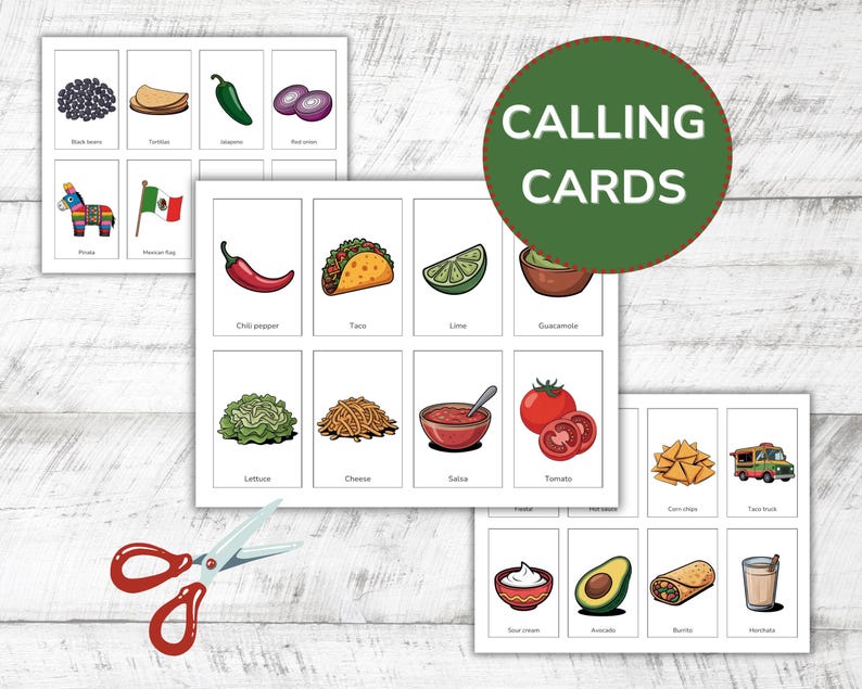 Taco Bingo, 50 Printable Mexican Bingo Cards, Taco Tuesday Game, Taco ...