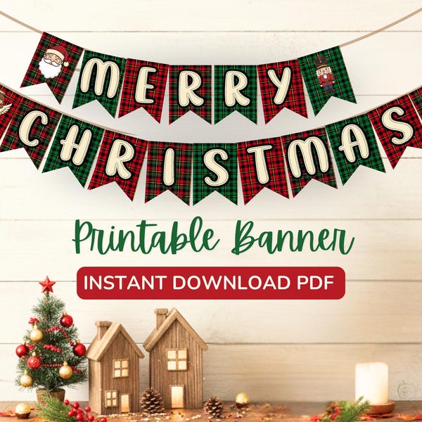 Merry Christmas Banner - Etsy