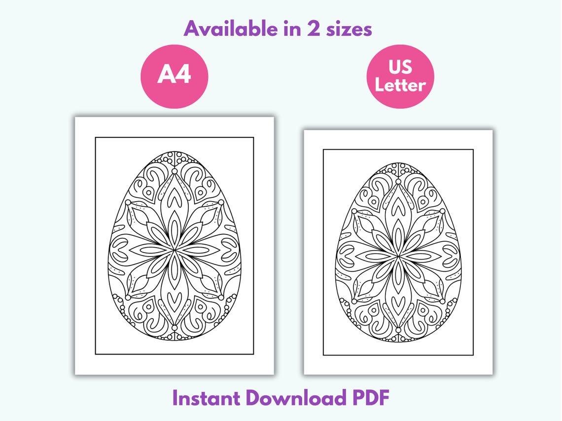 Easter Mandala Coloring Pages, Printable Easter Egg Mandalas for Adults ...
