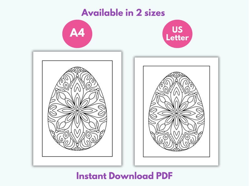 Easter Mandala Coloring Pages, Printable Easter Egg Mandalas for Adults ...