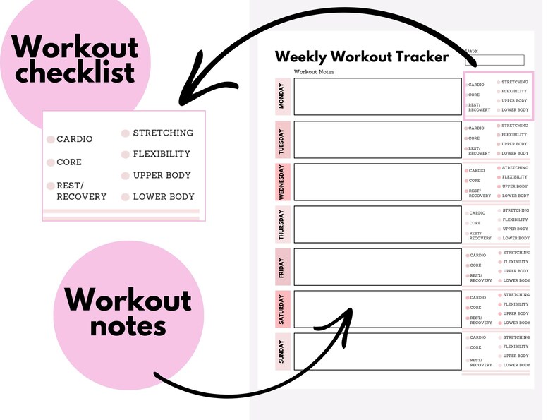 Weekly Workout Tracker Printable, Fillable Workout Log, 4 Colors, 3 ...