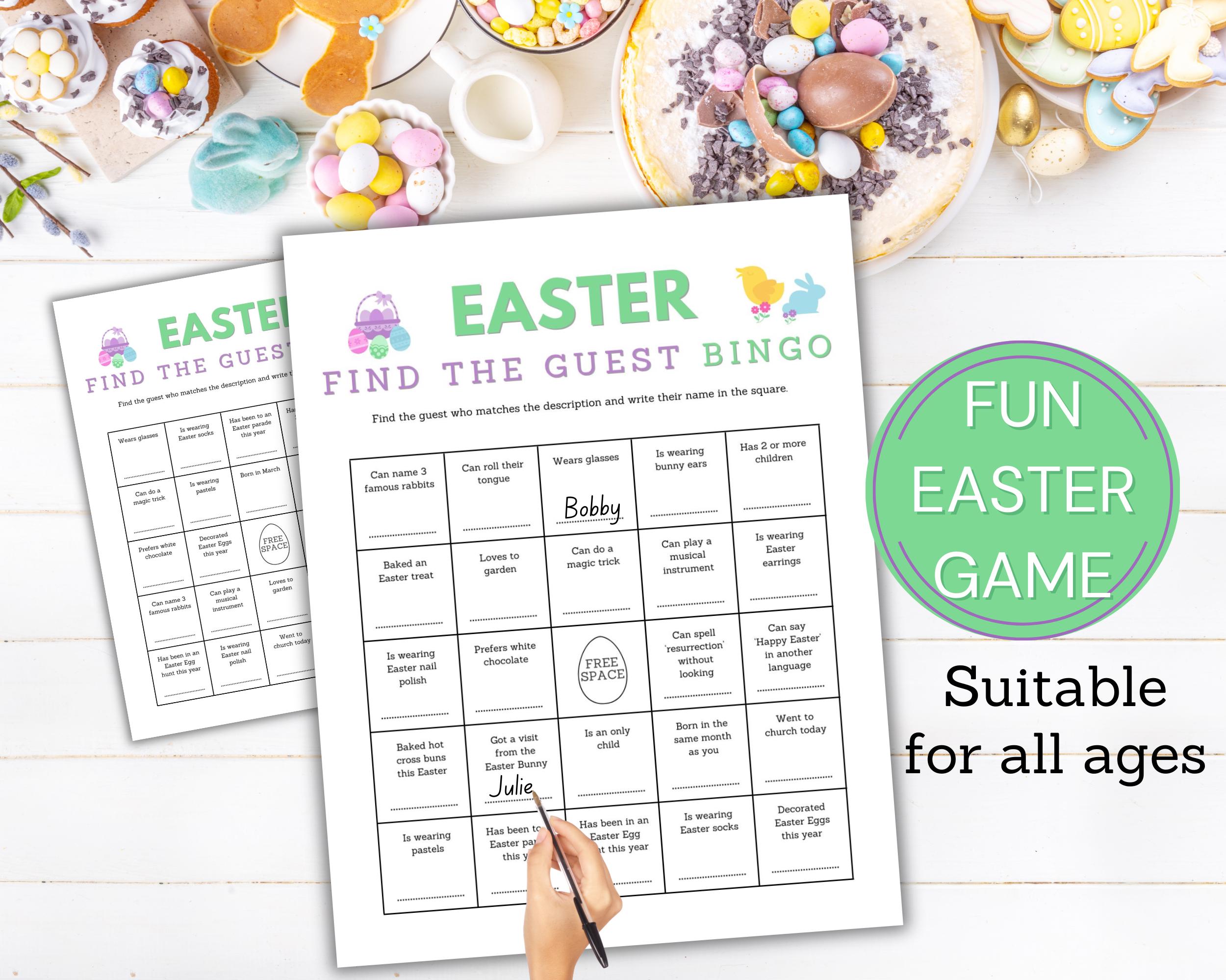 Find the Guest Bingo, 50 Printable Easter Mix and Mingle Bingo Cards ...